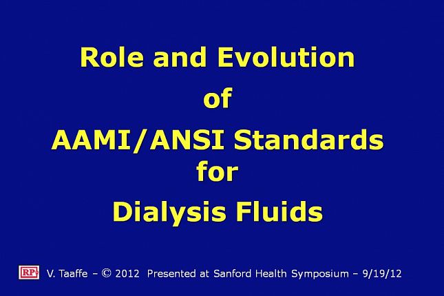 Role and Evolution of AAMI/ANSI Standards for Dialysis Fluids | RPC ...