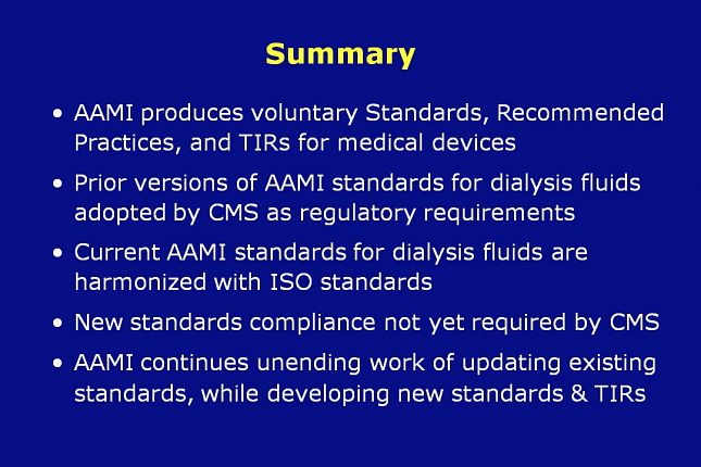 Role and Evolution of AAMI/ANSI Standards for Dialysis Fluids | RPC ...