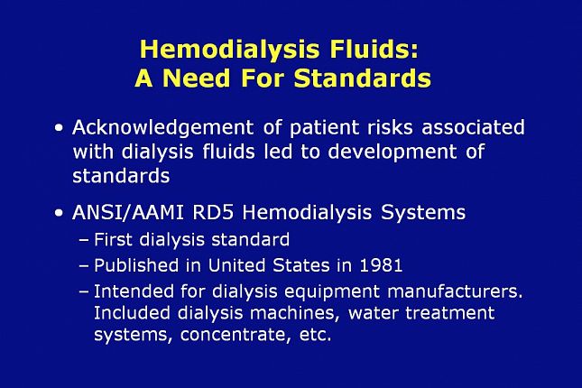 Role and Evolution of AAMI/ANSI Standards for Dialysis Fluids | RPC ...
